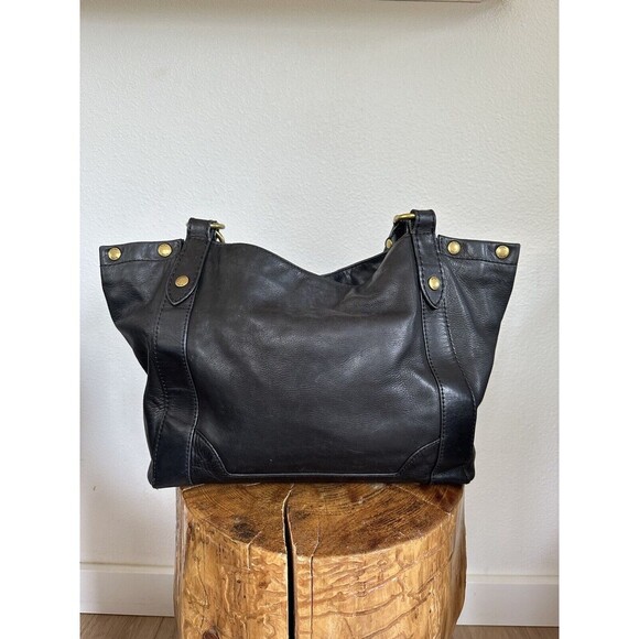 Frye | Bags | Frye Melissa Black Leather Brass Shoulder Bag Tote | Poshmark